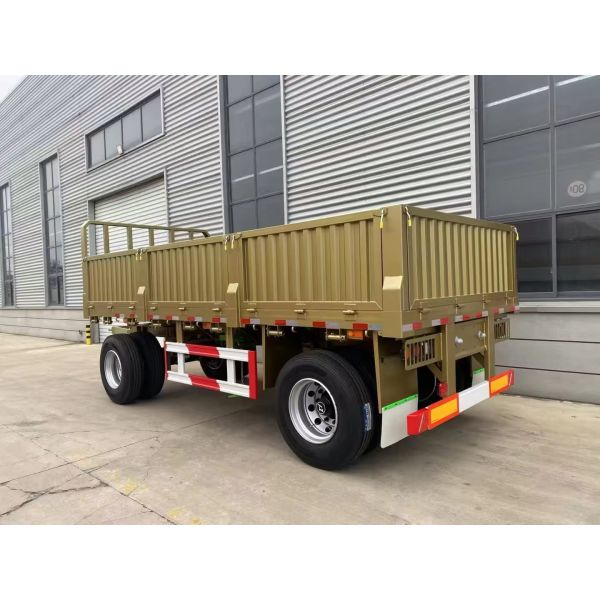 China Farm 2-Axles Flat Platform flatbed side wall Drawbar Full Trailer ...