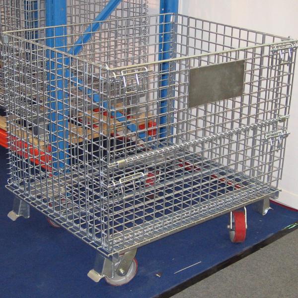 China Folding Stackable Wire Mesh Pallet Cage , Warehouse Wire Mesh ...