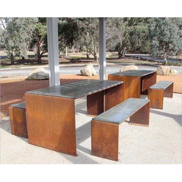 China Height 40cm Outdoor Rusty Red Corten Steel Park Bench With ...