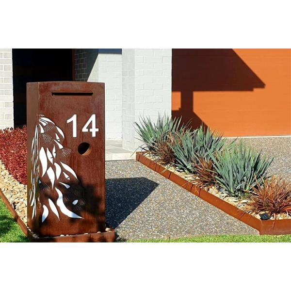 China Laser Cut Rusted Look Rectangle Parcel Drop Box Corten Steel ...