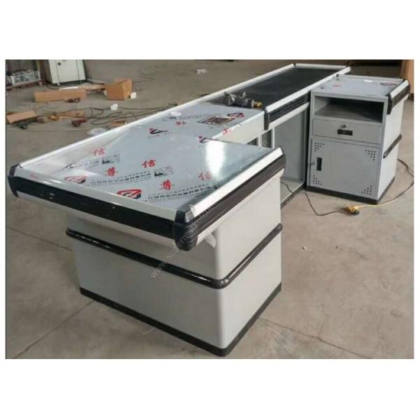 China Automatic Stainless Steel Cash Checkout Counter Desk / White ...
