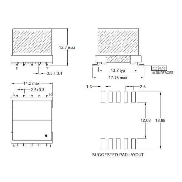 China SMD SMPS Flyback Transformer , Surface Mount Magnetics ...