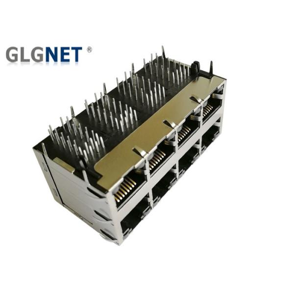China 2x4 Stacked RJ45 Multiple Port Connectors Magnetics With LEDs ...