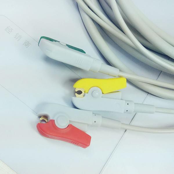 China IEC Bruker 12 Pin ECG Monitor Cable / Grabber 3 Lead Ecg Cable ...