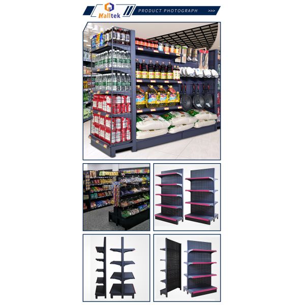 China Double Sided Grocery Store Retail Display Stand Racks Supermarket Steel Shelf - China ...